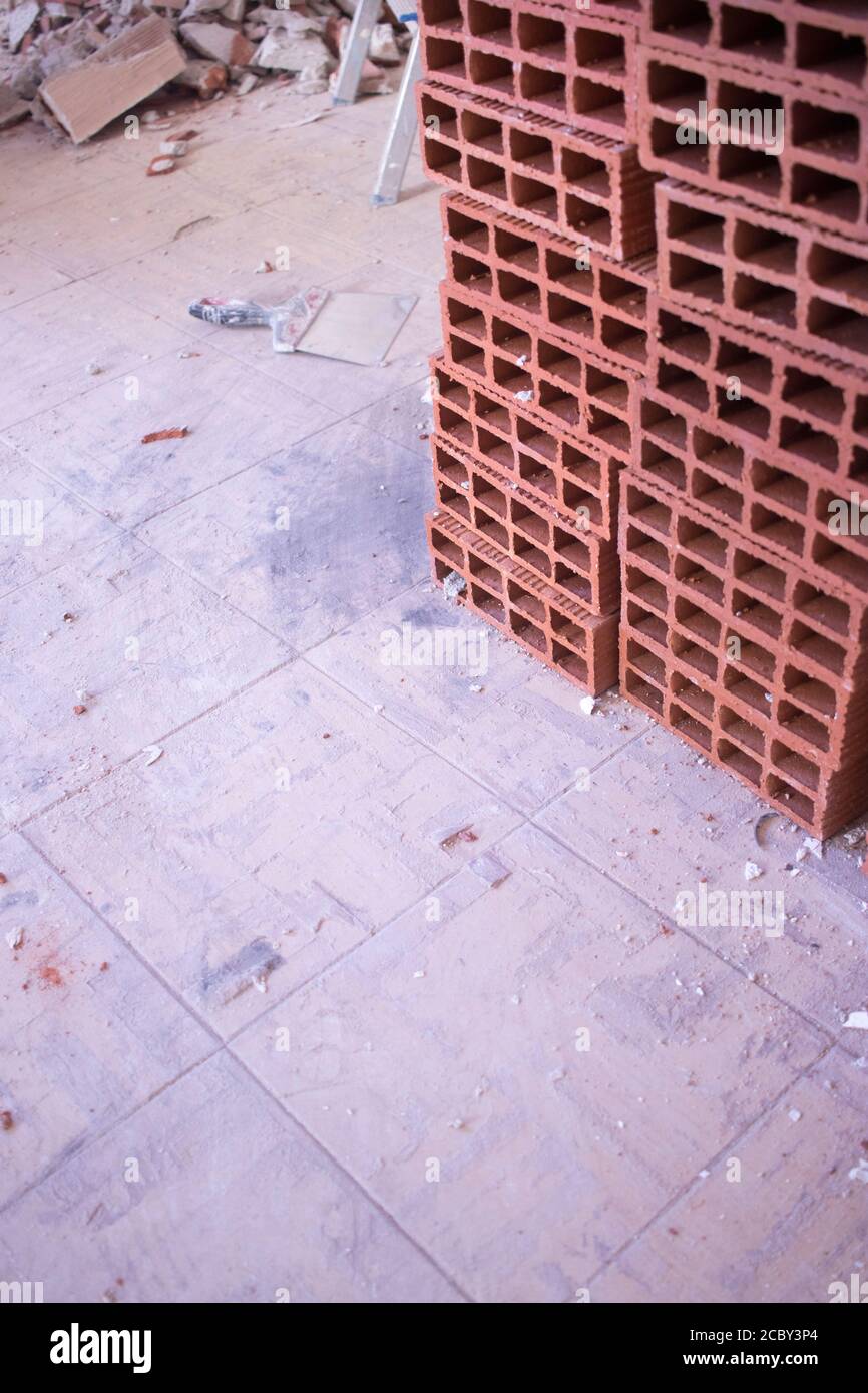 Building renovation works in appartment showing refurbishments works by ...