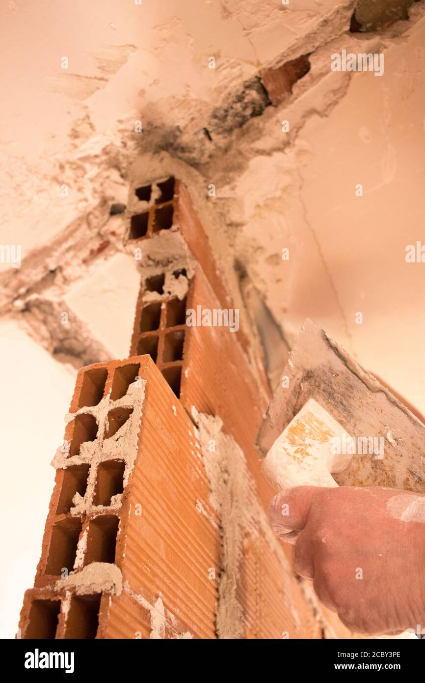 Building renovation works in appartment showing refurbishments works by ...