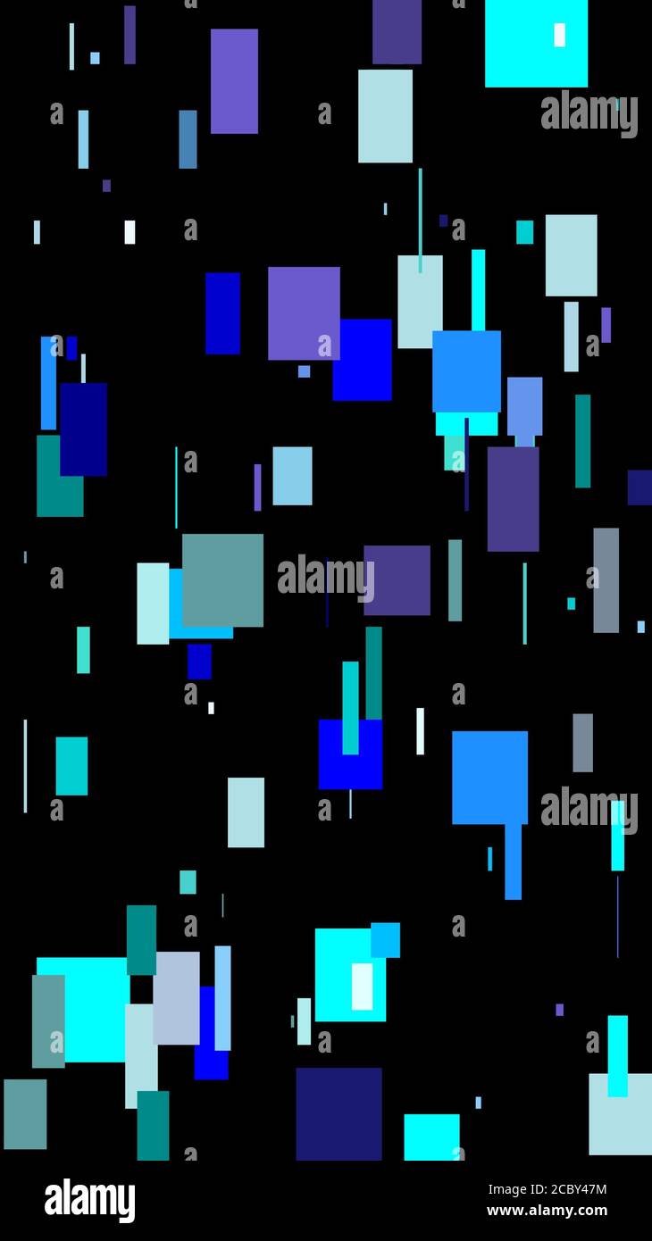 Abstract minimalist blue illustration with squares and black background ...