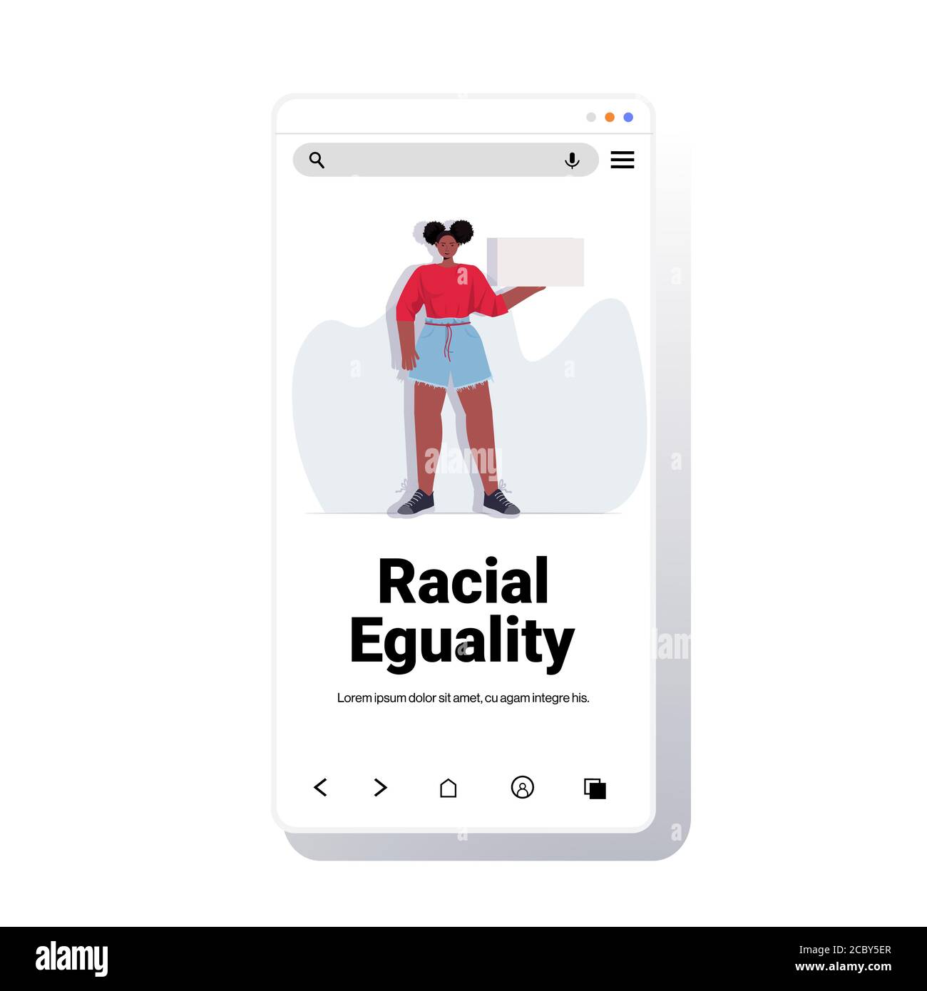 african american woman activist holding blank placard racial equality ...