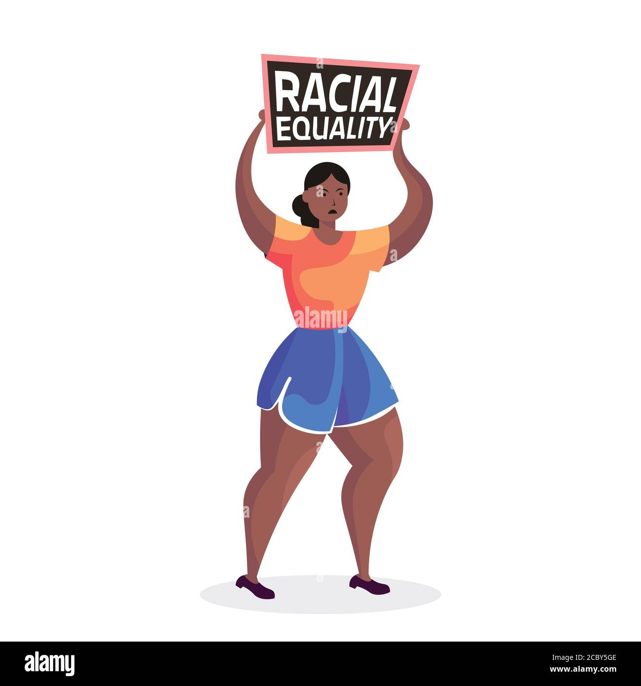african american woman activist holding stop racism poster racial ...