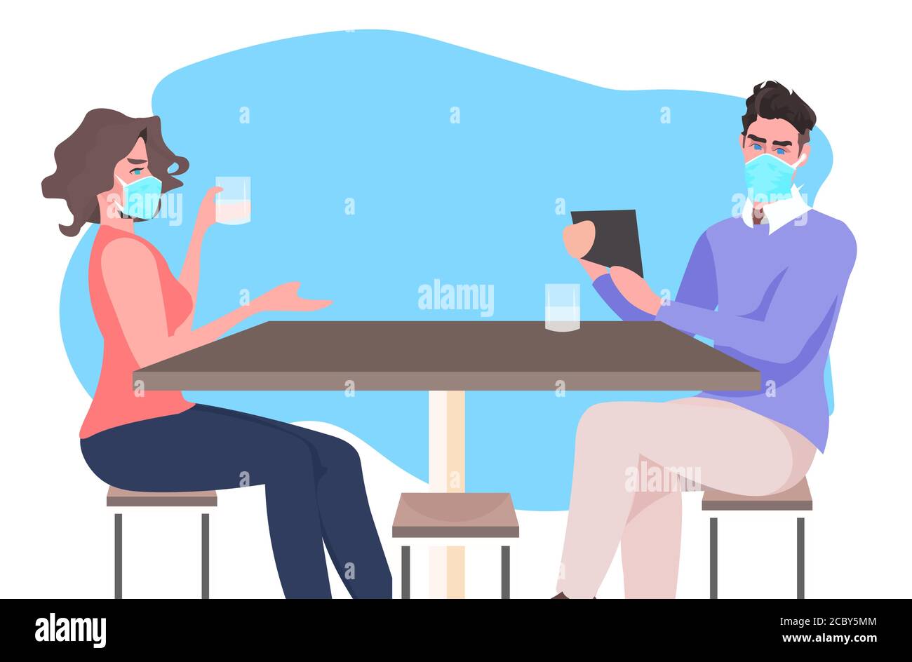 Business meeting social distance masks Stock Vector Images - Alamy