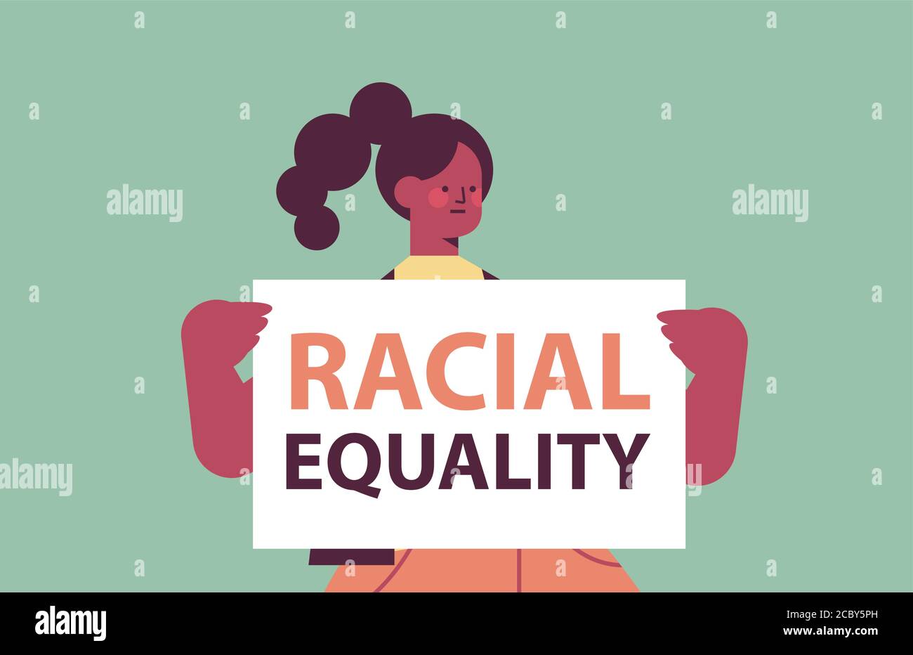woman activist holding stop racism poster racial equality social justice stop discrimination ...