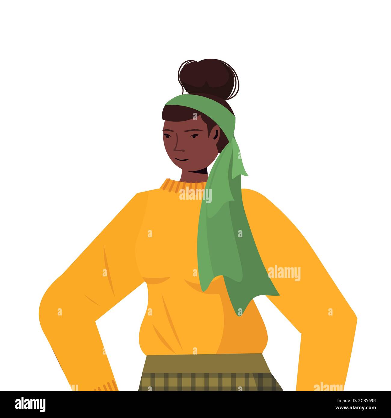 young woman in casual trendy clothes african american female cartoon ...