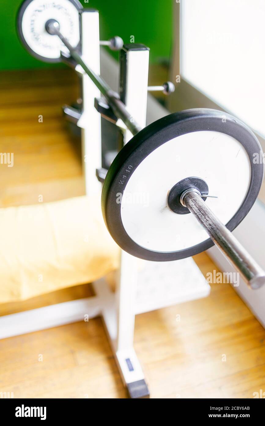Barbell in fitness gym interior hi-res stock photography and images - Alamy