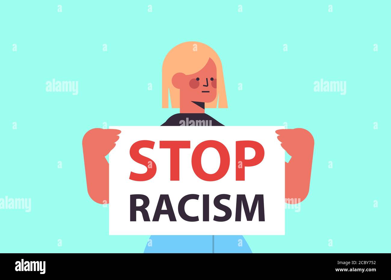 woman activist holding stop racism poster racial equality social ...