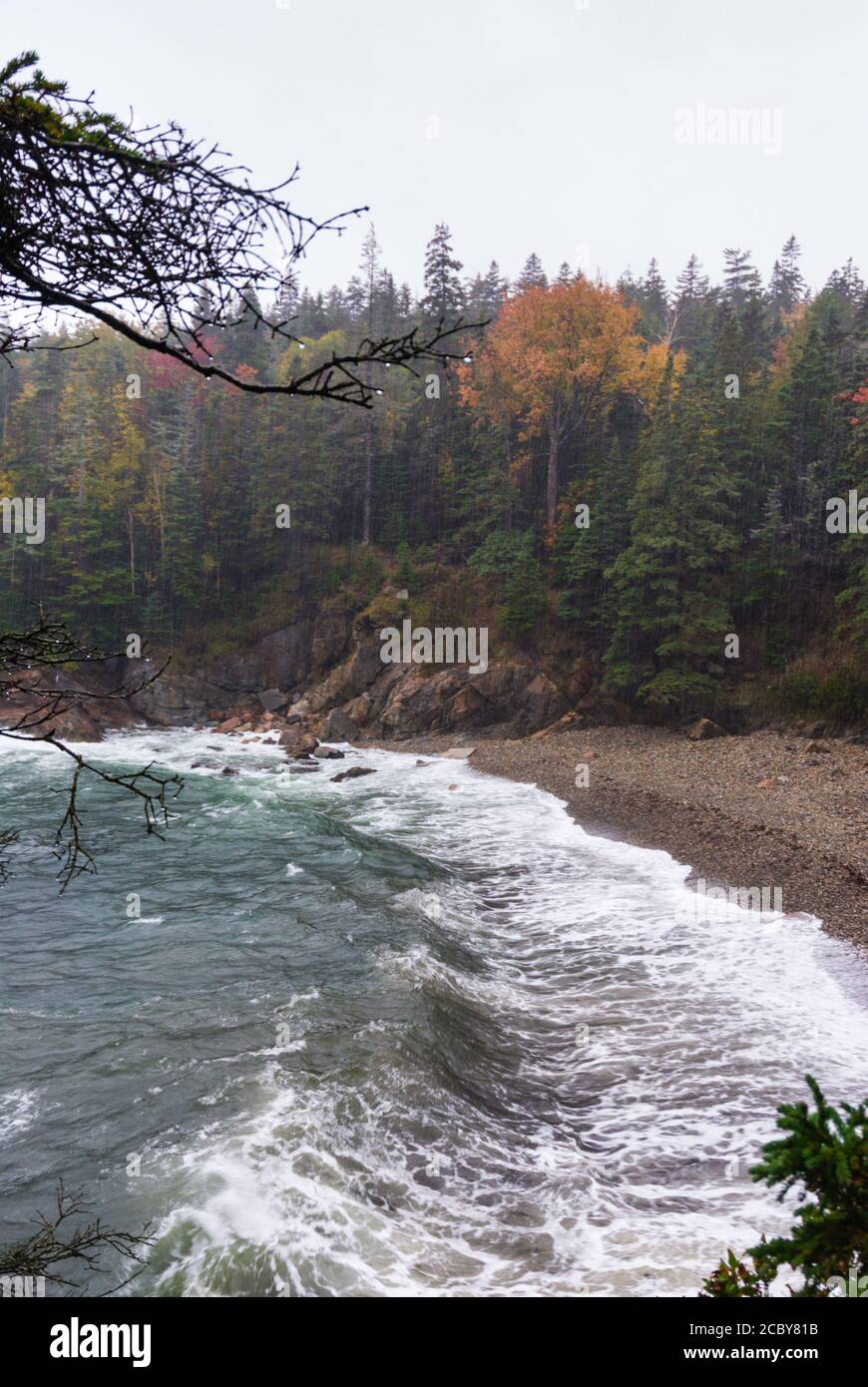 Little Hunters Beach in the Rain, Acadia National Park, Maine Stock ...