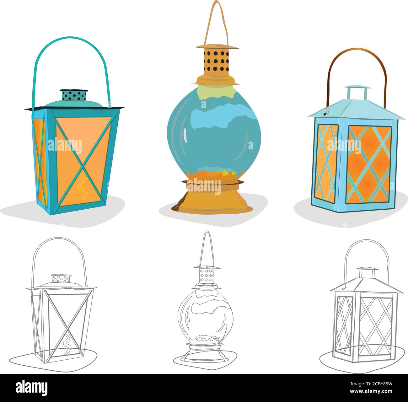 Antique lanterns. Three vector lantern. White background Stock Vector ...