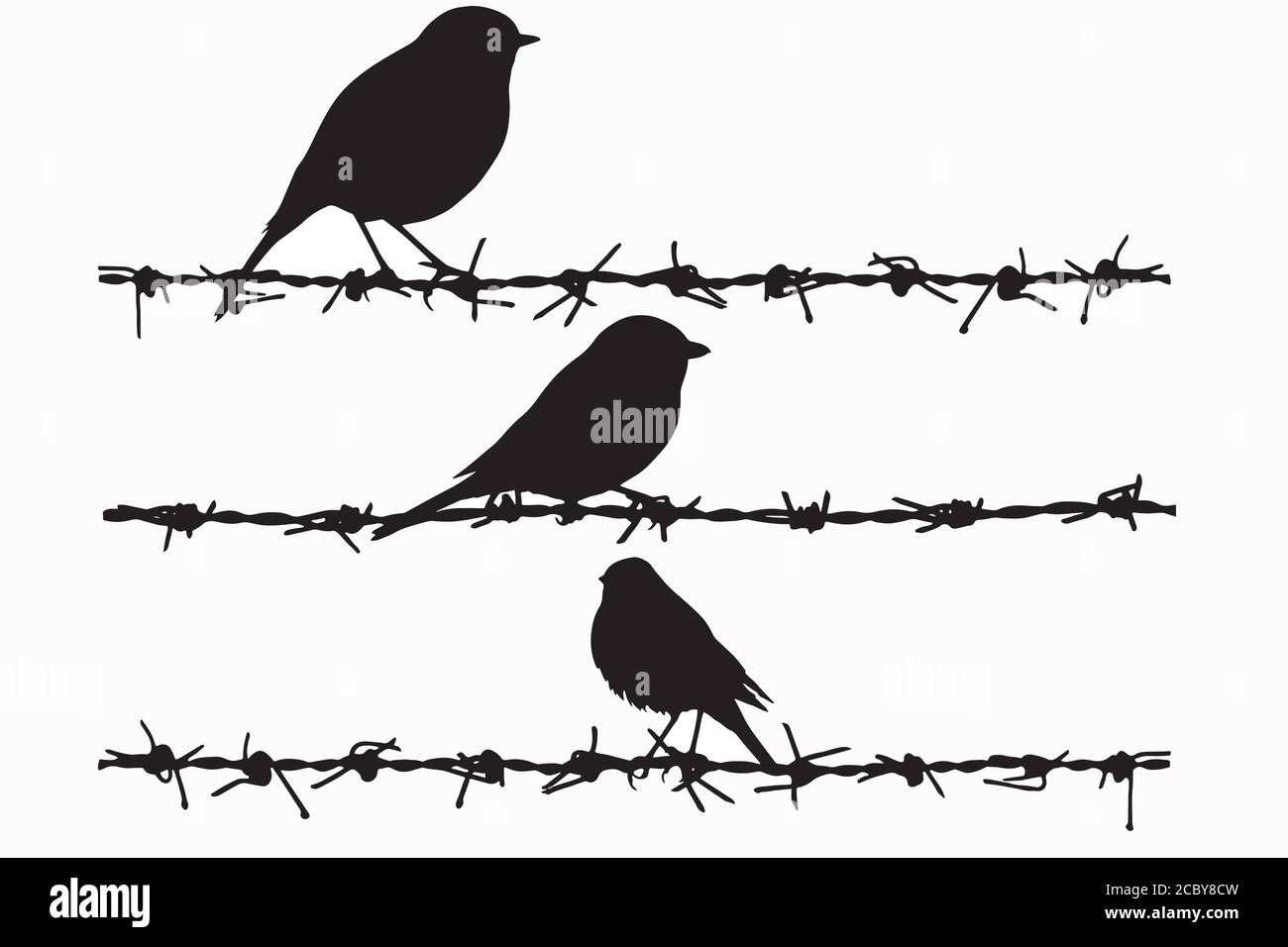 Birds on wire. Vector image. White background Stock Vector Image & Art ...
