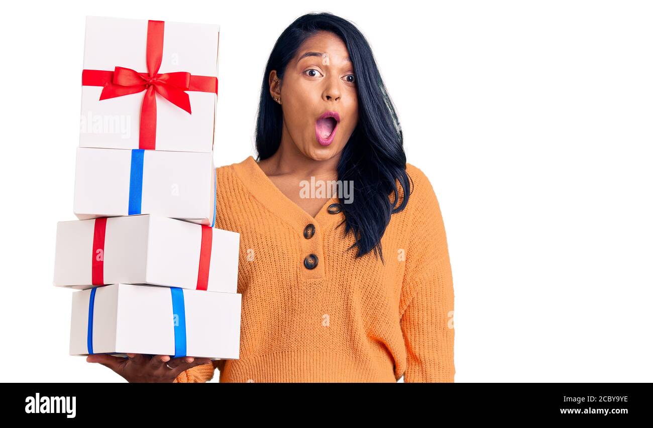 Woman worried christmas boxes hi-res stock photography and images - Alamy