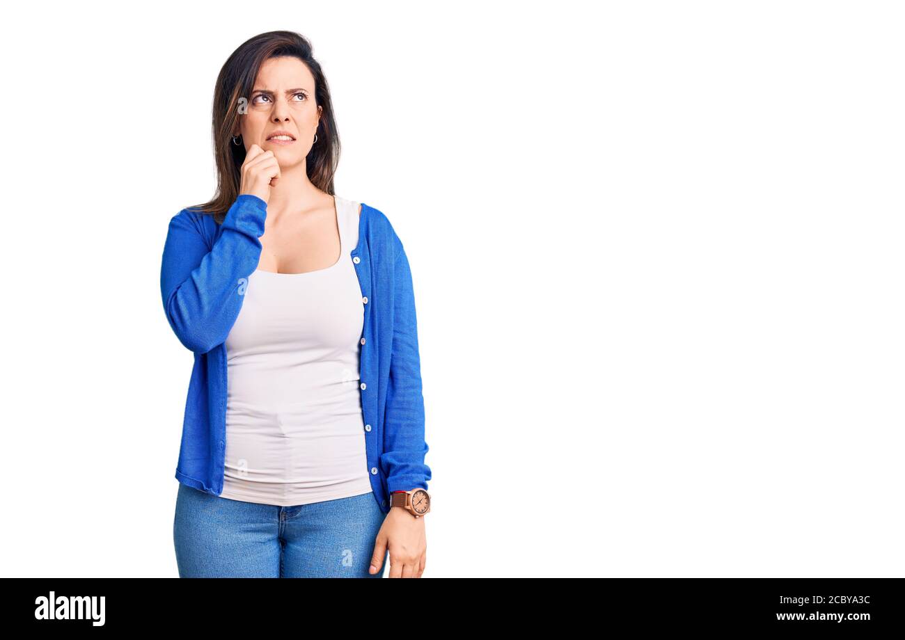 Serious thinking hispanic female Cut Out Stock Images & Pictures - Alamy