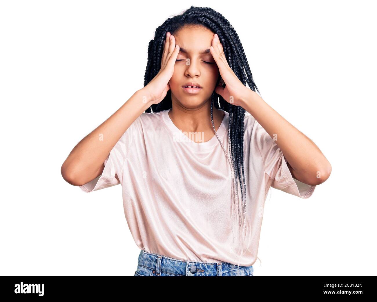 Cute african american girl wearing casual clothes suffering from ...
