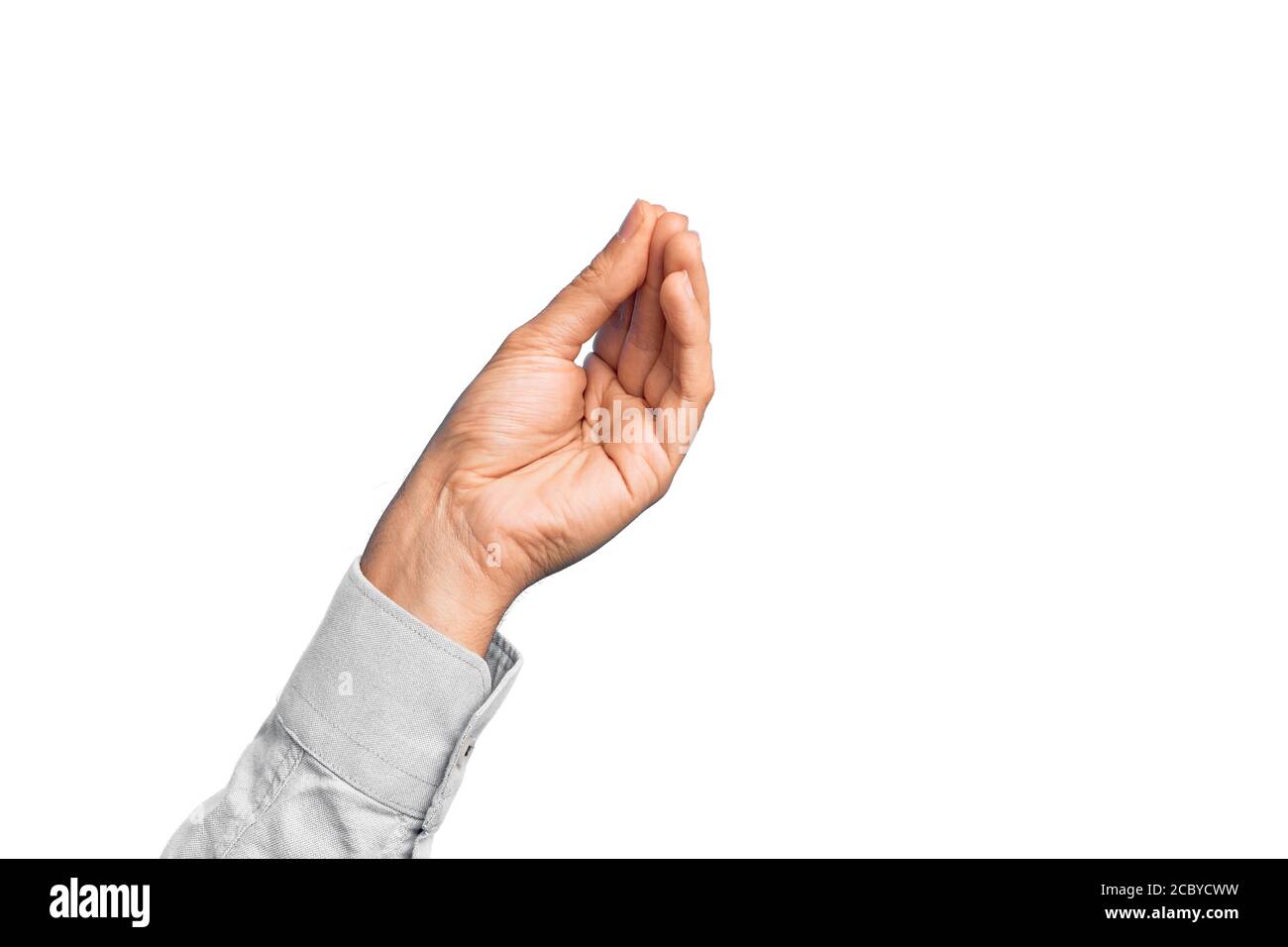 Hand of caucasian young man showing fingers over isolated white ...