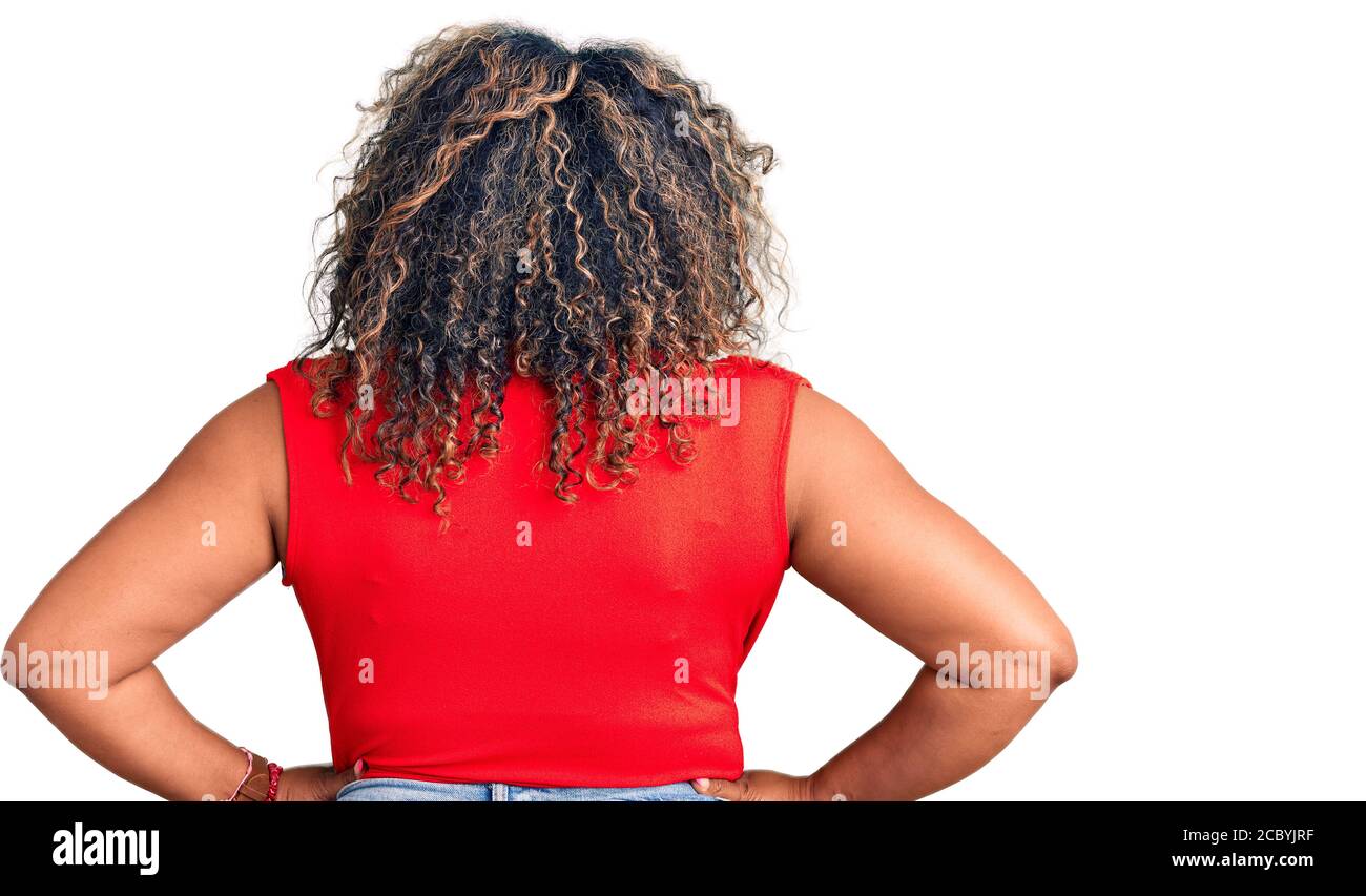 Young african american plus size woman wearing casual style with ...