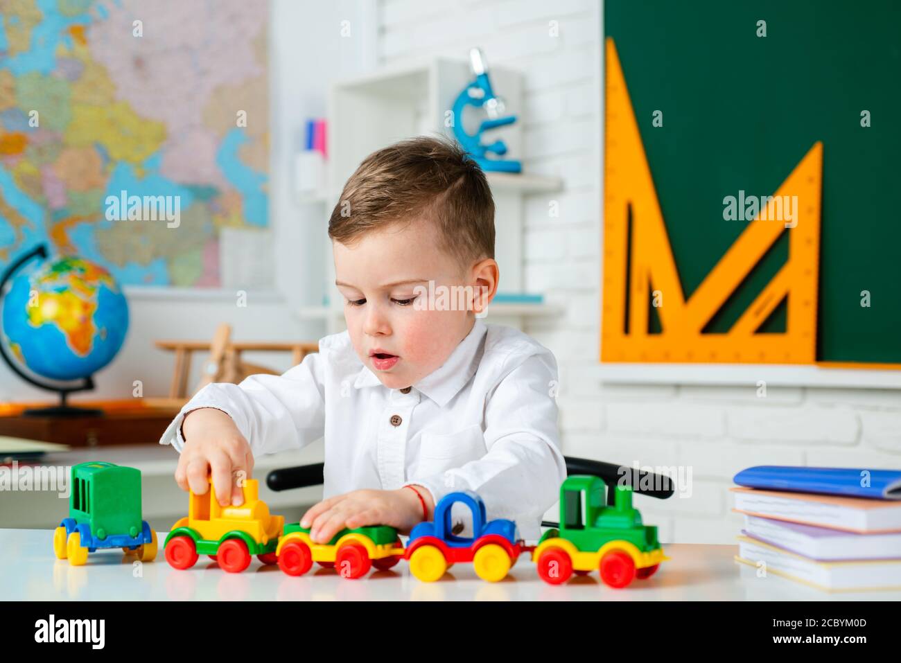 Early development, learning and education of kid. Cute little boy ...