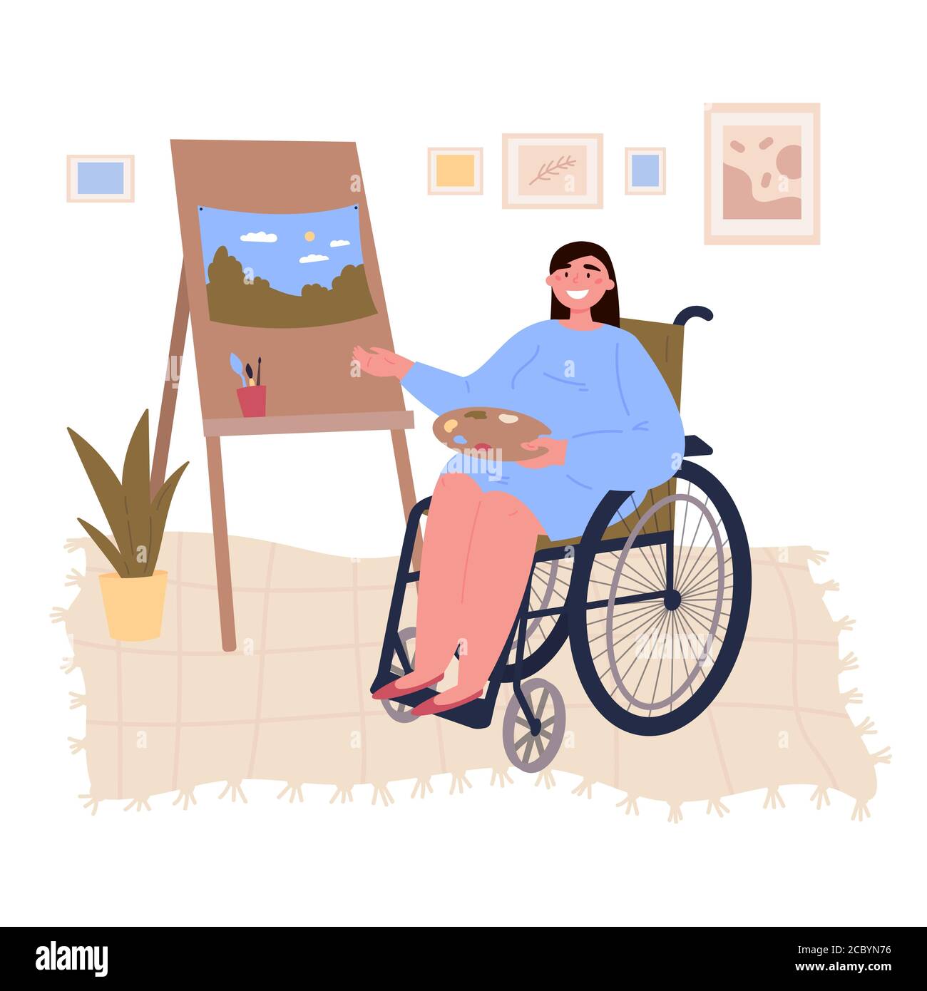 Disability woman in wheelchair Stock Vector Images - Alamy