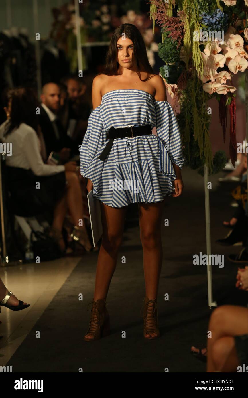 A model walks in the Myer Fashion Runway show Stock Photo - Alamy