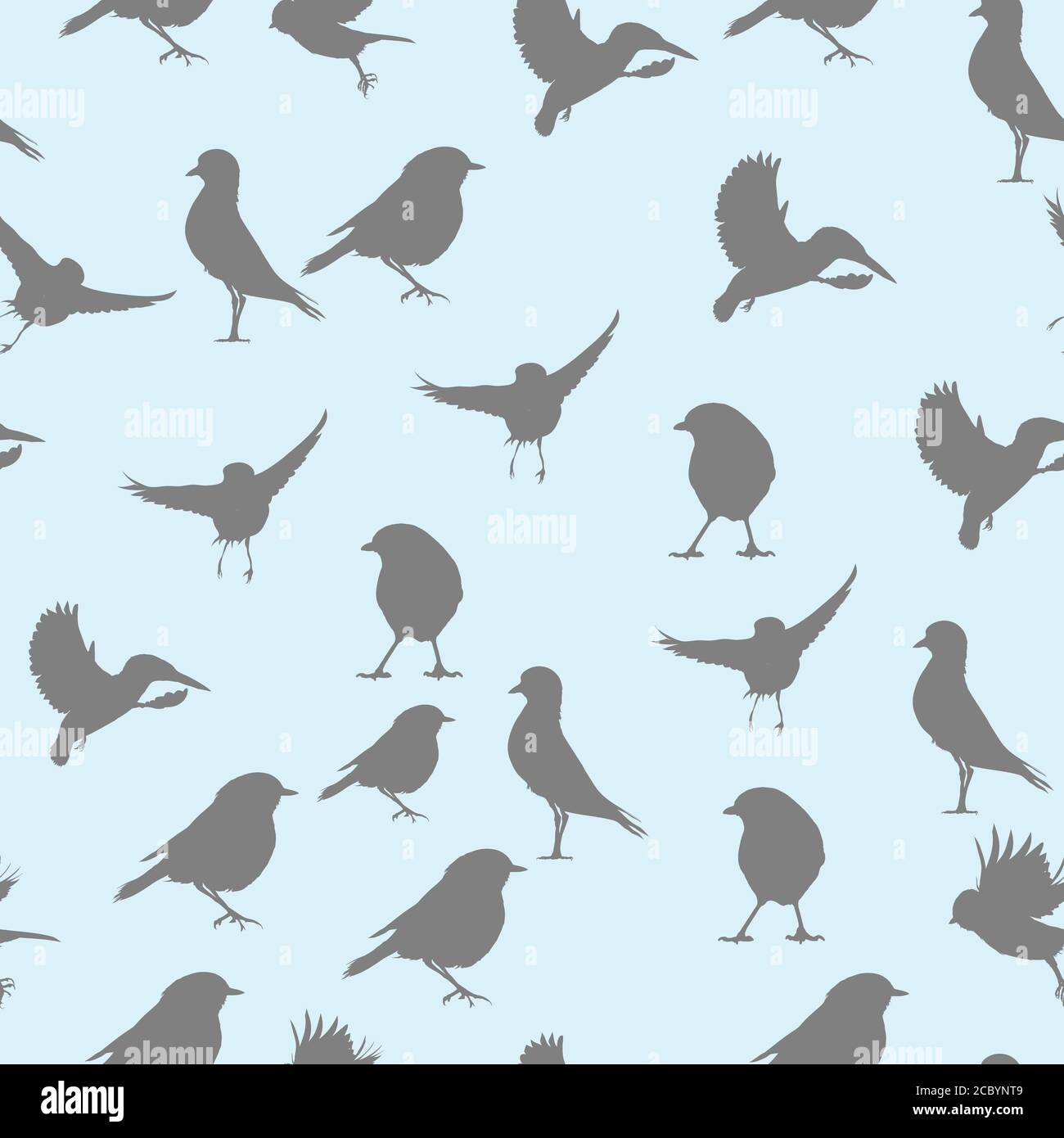 Birds. Vector image. White background. Seamless pattern Stock Vector ...