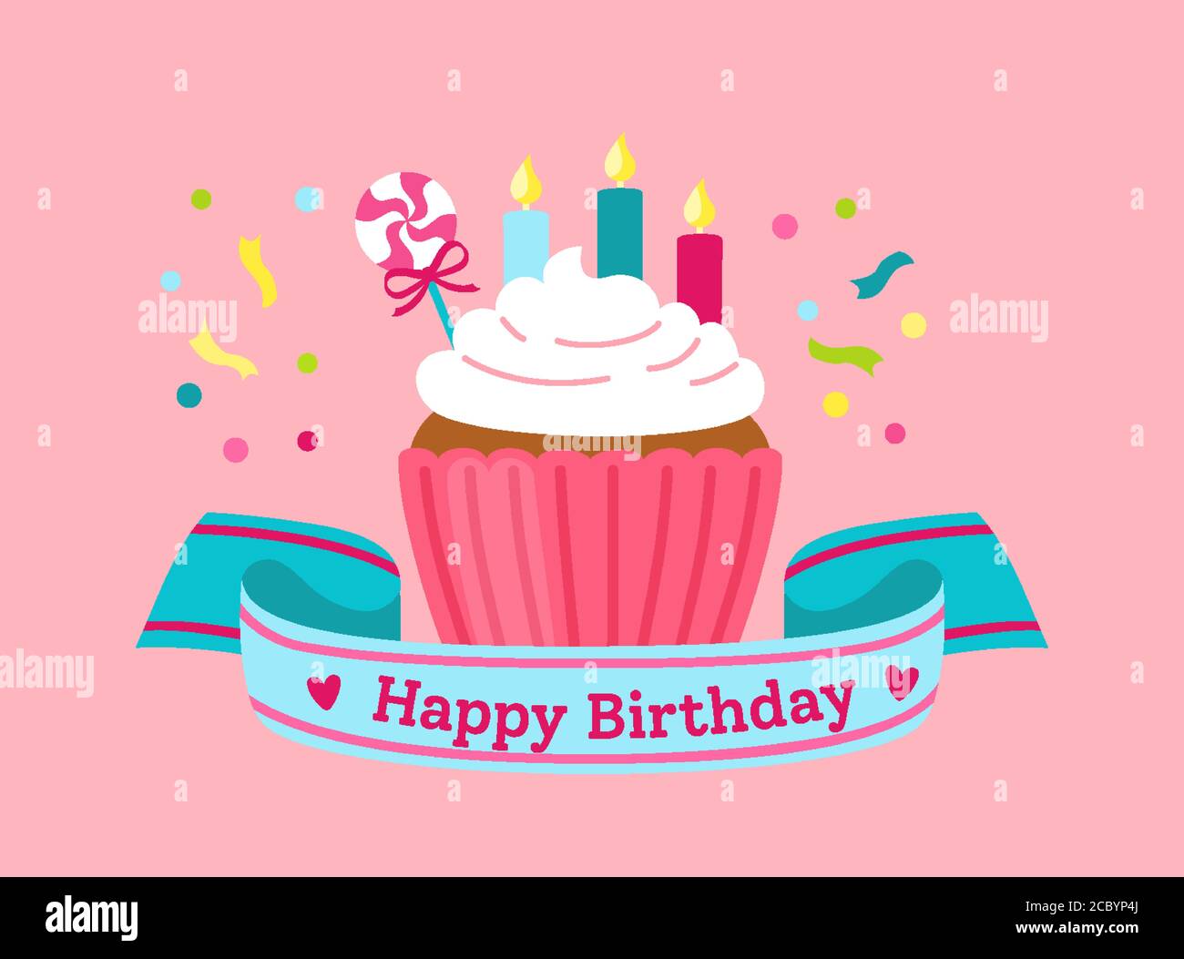 Sweet cake candles ribbon Stock Vector Images - Alamy
