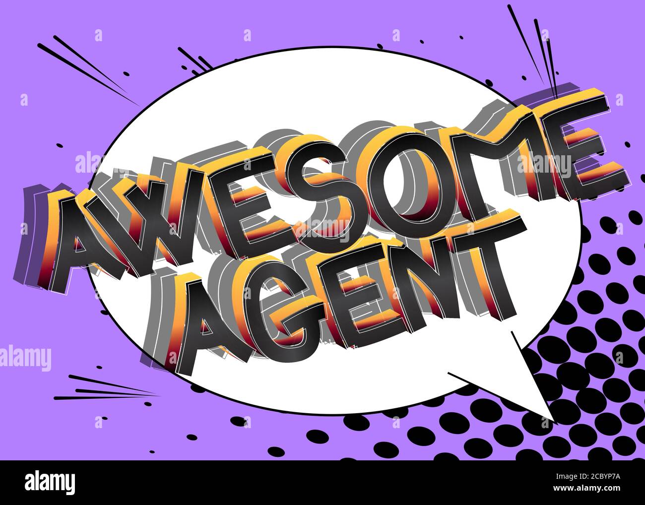 Awesome Agent Comic book style cartoon words on abstract comics ...