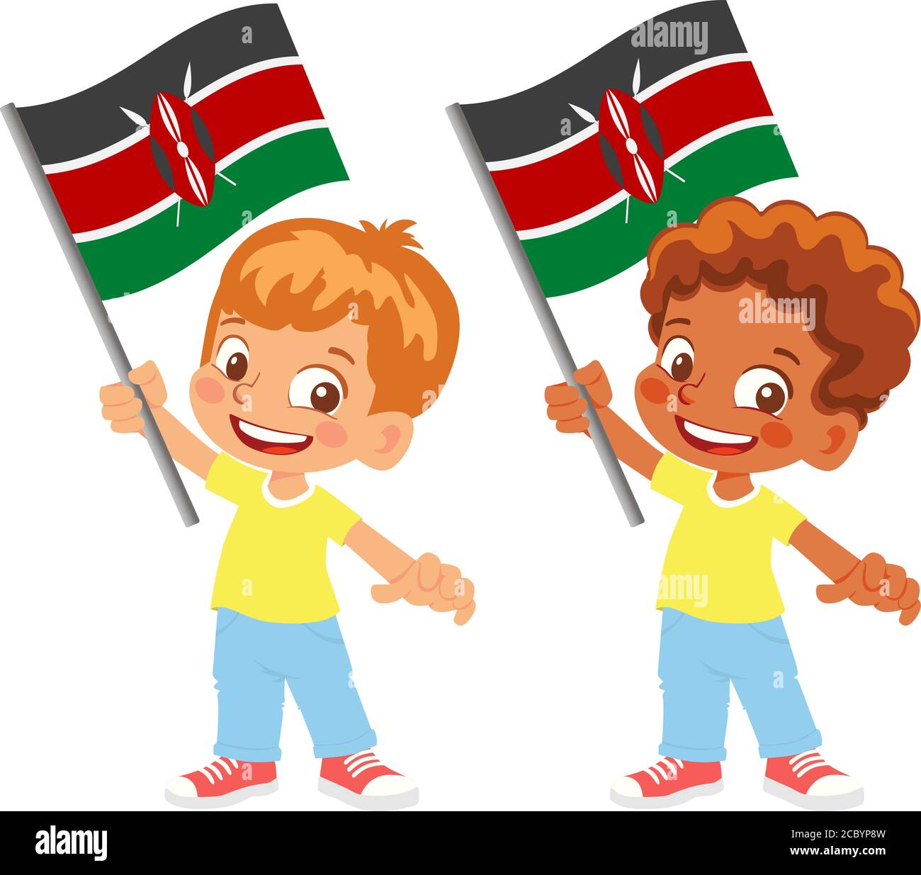 Kenya flag in hand. Children holding flag. National flag of Kenya ...