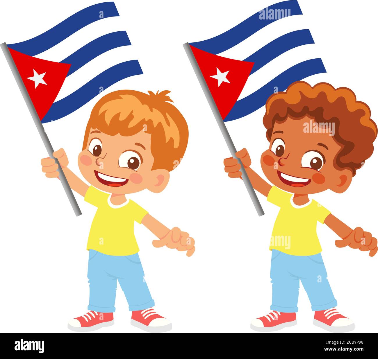 Cuba flag in hand. Children holding flag. National flag of Cuba vector ...