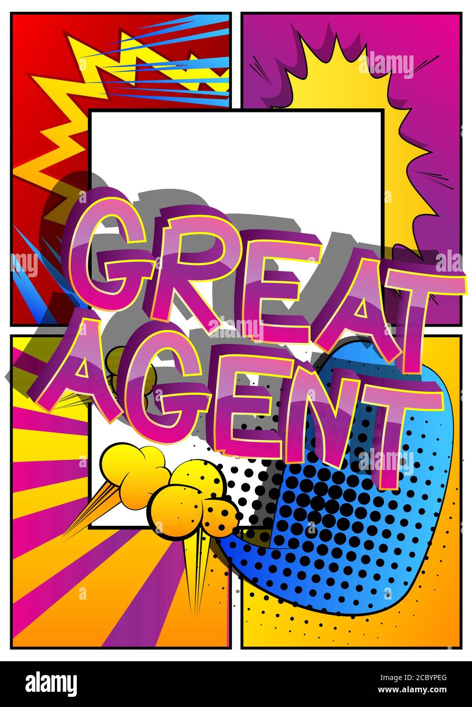 Great Agent Comic book style cartoon words on abstract comics ...