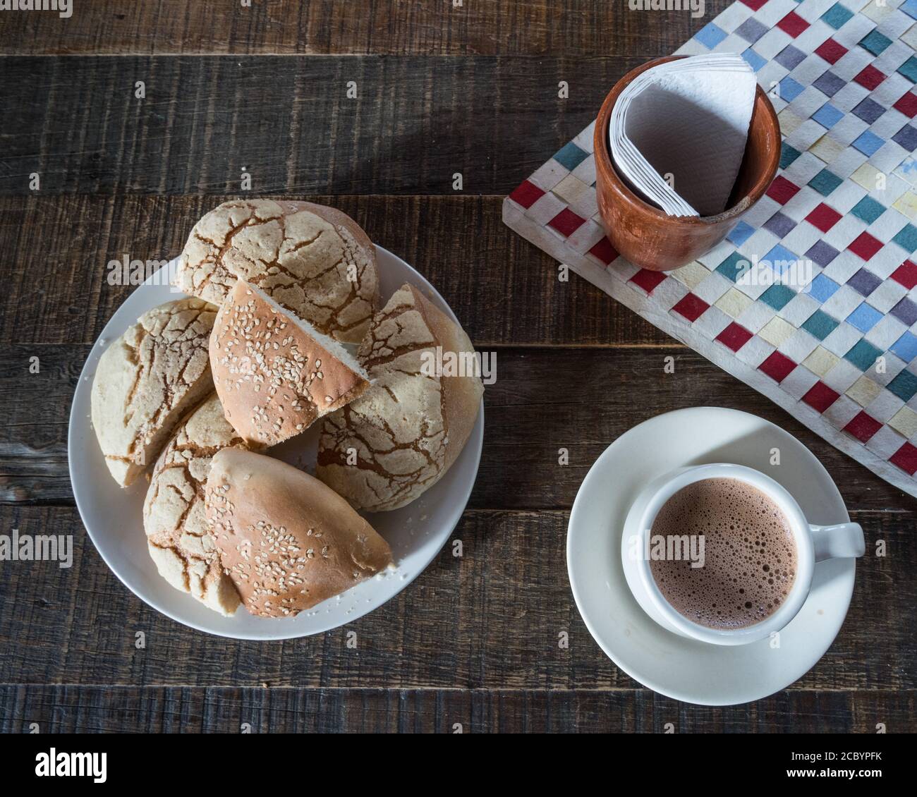 Oaxacan hot chocolate and bread for breakfast. Mexico Stock Photo - Alamy