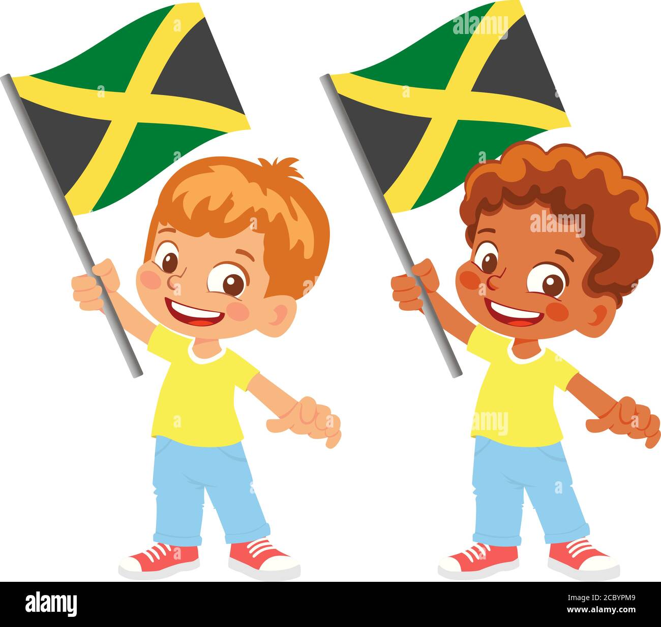 Holding jamaican flag Stock Vector Images - Alamy