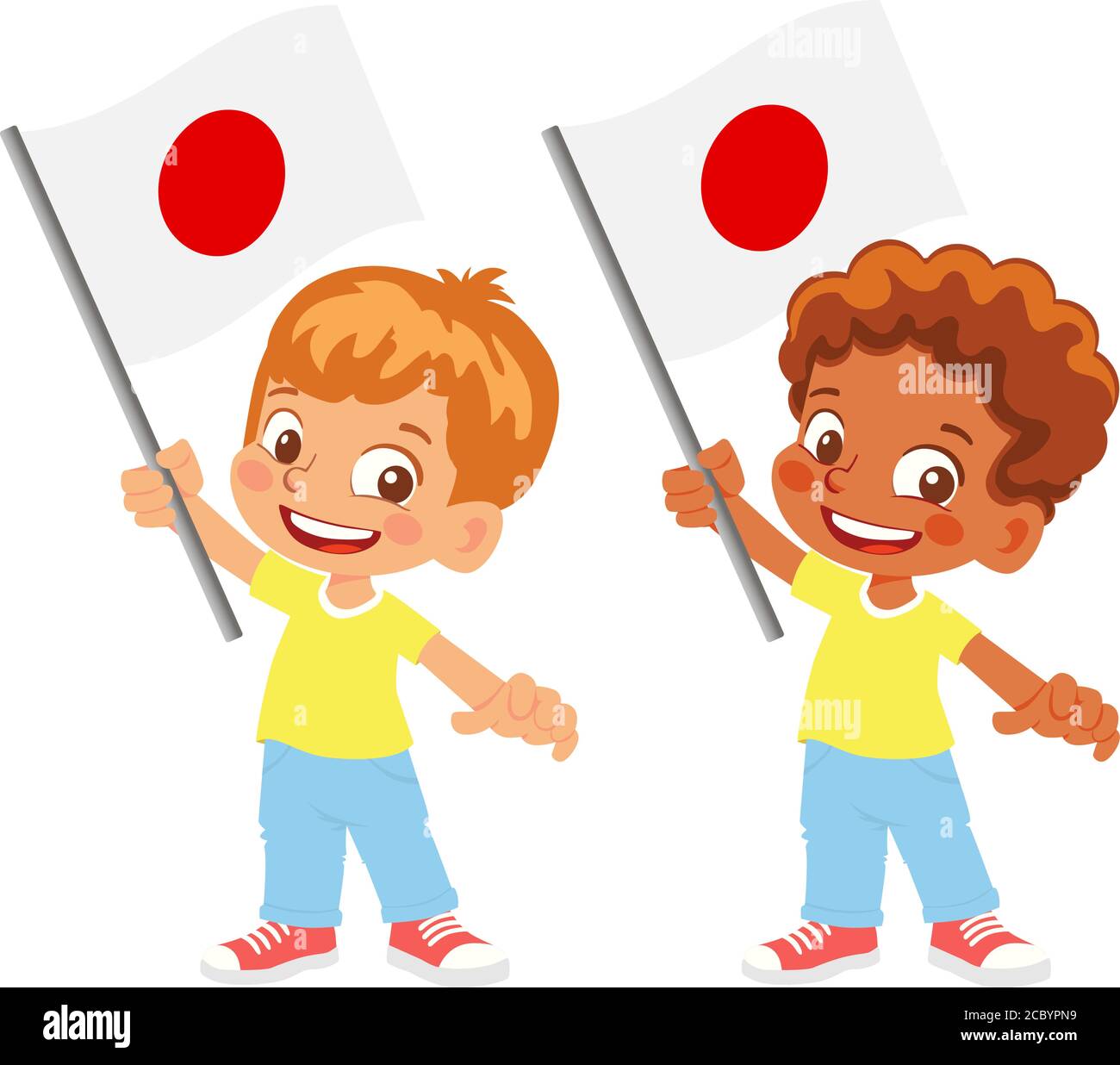 Japan flag in hand. Children holding flag. National flag of Japan ...