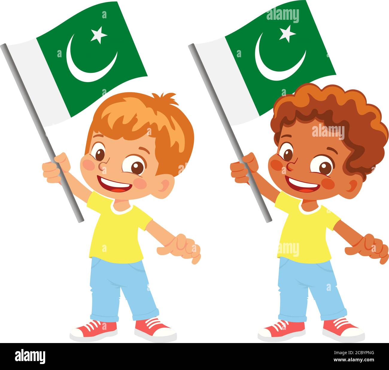 Pakistan flag in hand. Children holding flag. National flag of Pakistan ...