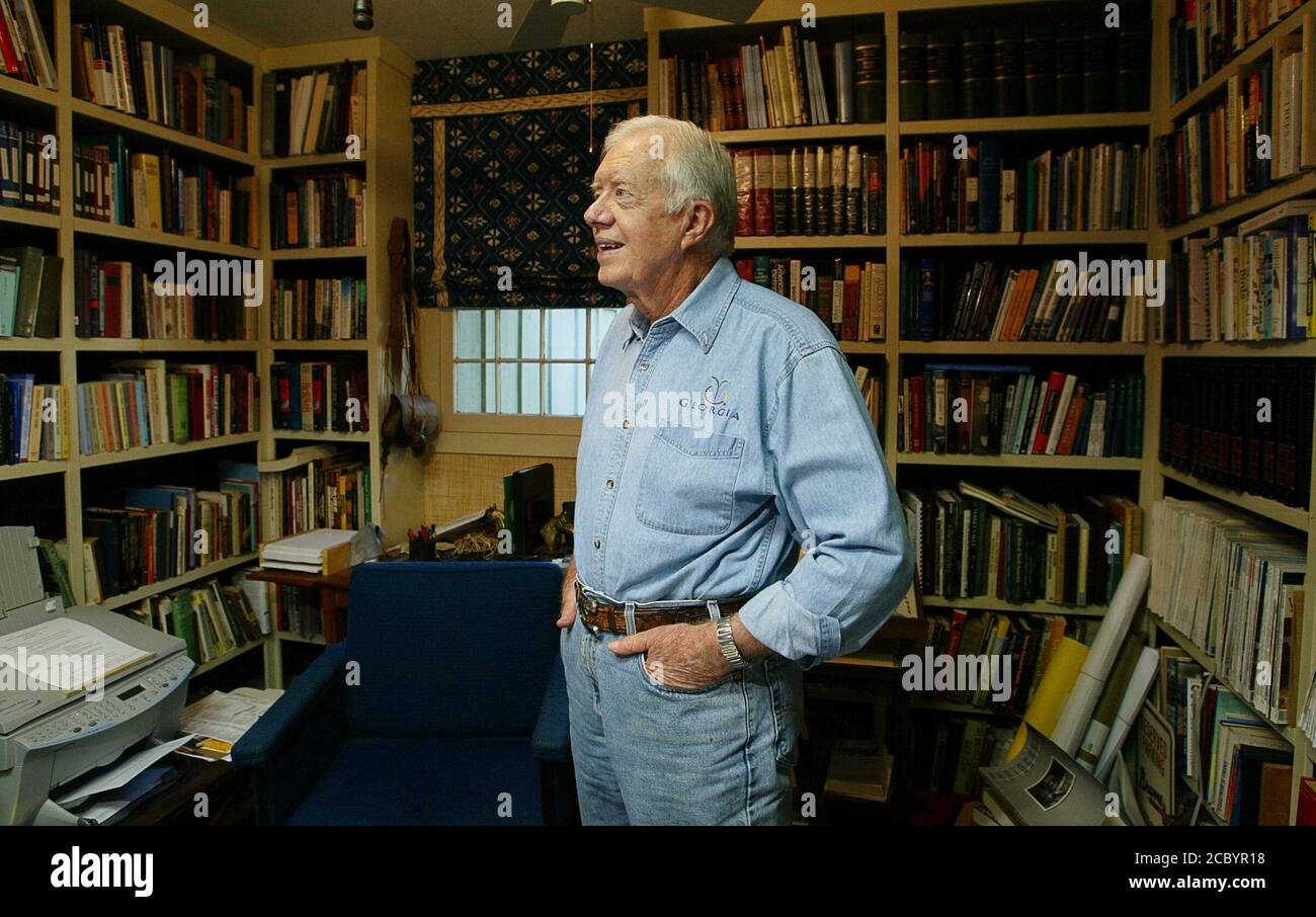 Plains, Ga, USA. 19th Sep, 2003. 9/19/03. President Jimmy Carter stands ...