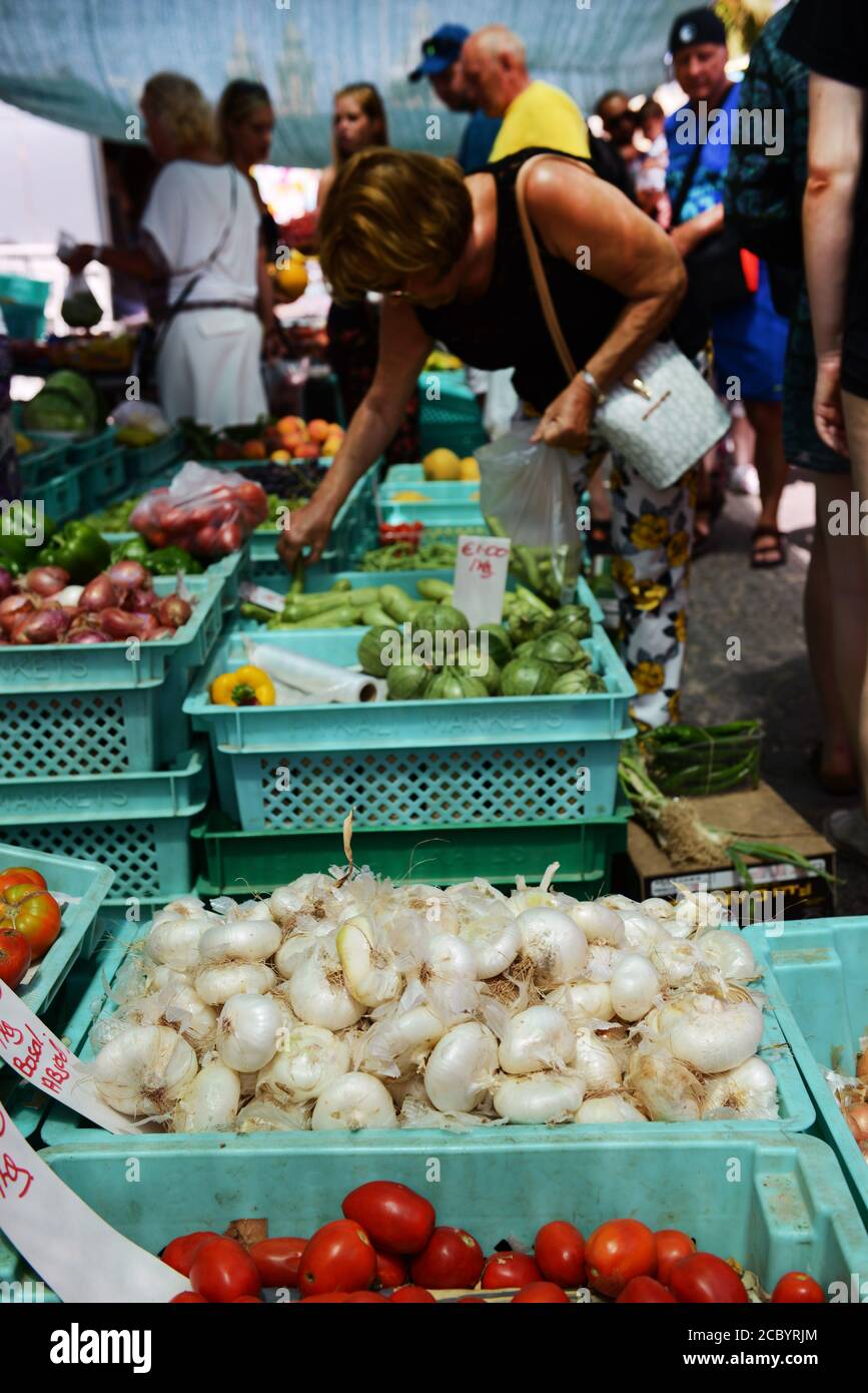 The vibrant Sunday market at Marsaxlokk, Malta Stock Photo - Alamy