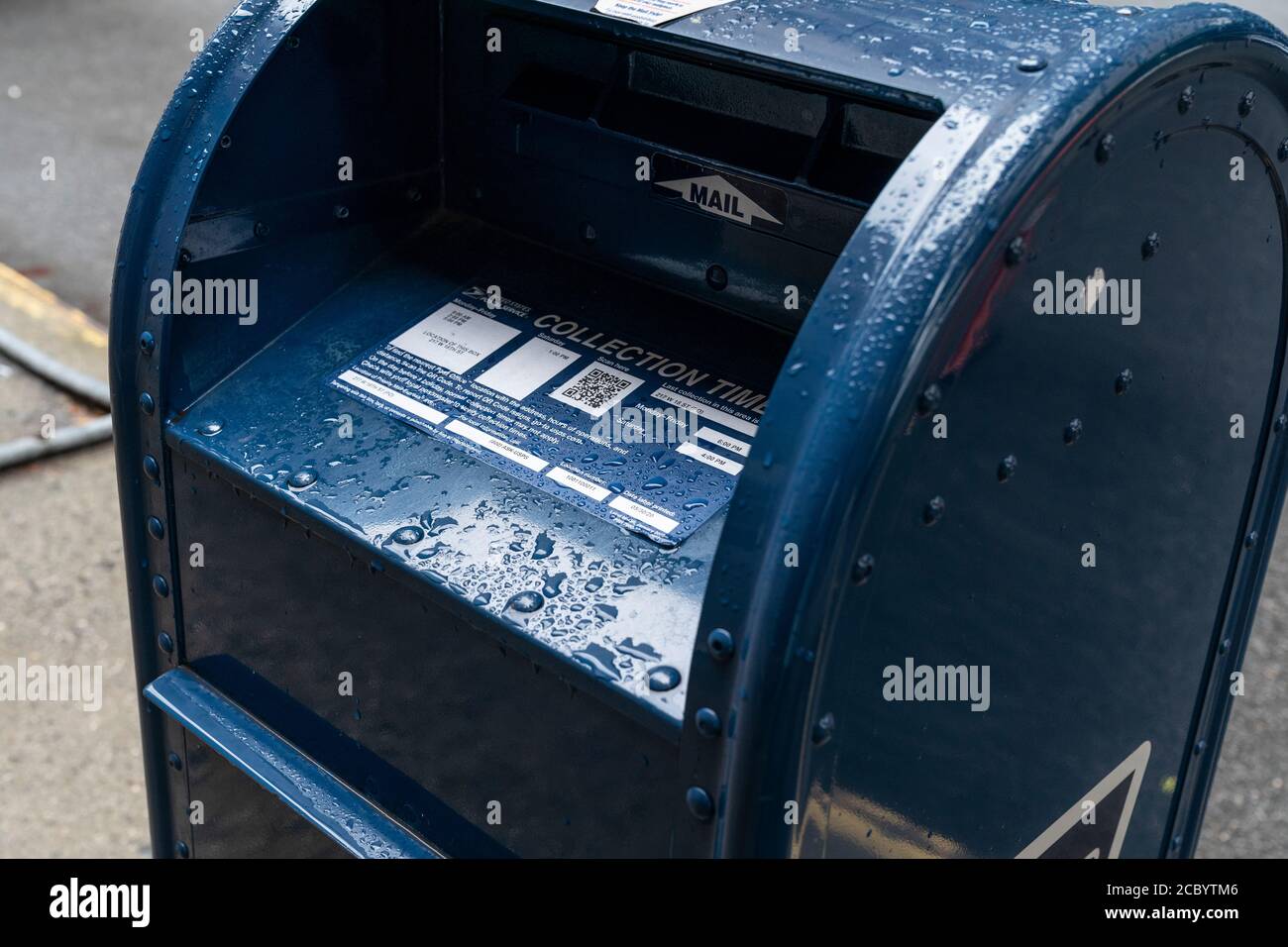 New York, NY - August 16, 2020: USPS collection box seen on the street ...