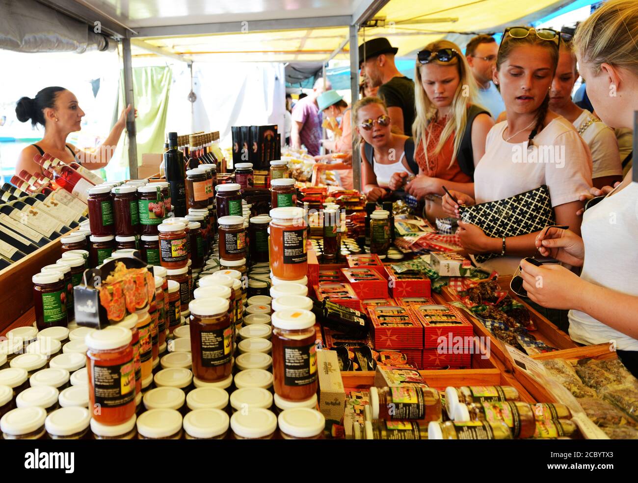 The vibrant Sunday market at Marsaxlokk, Malta Stock Photo - Alamy