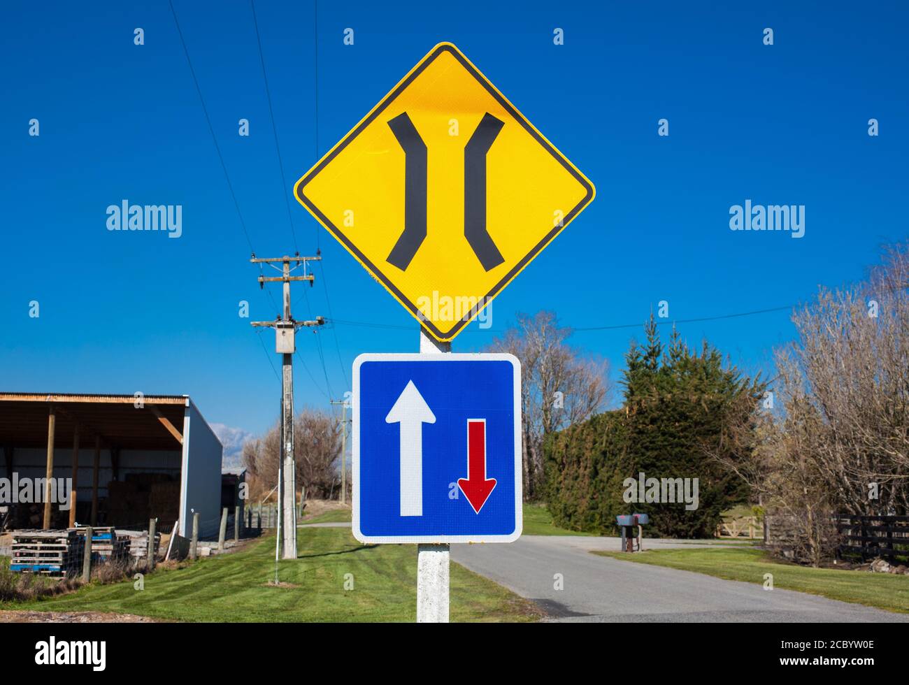 New Zealand Countryside Scenes: iconic road-signs and warnings Stock ...