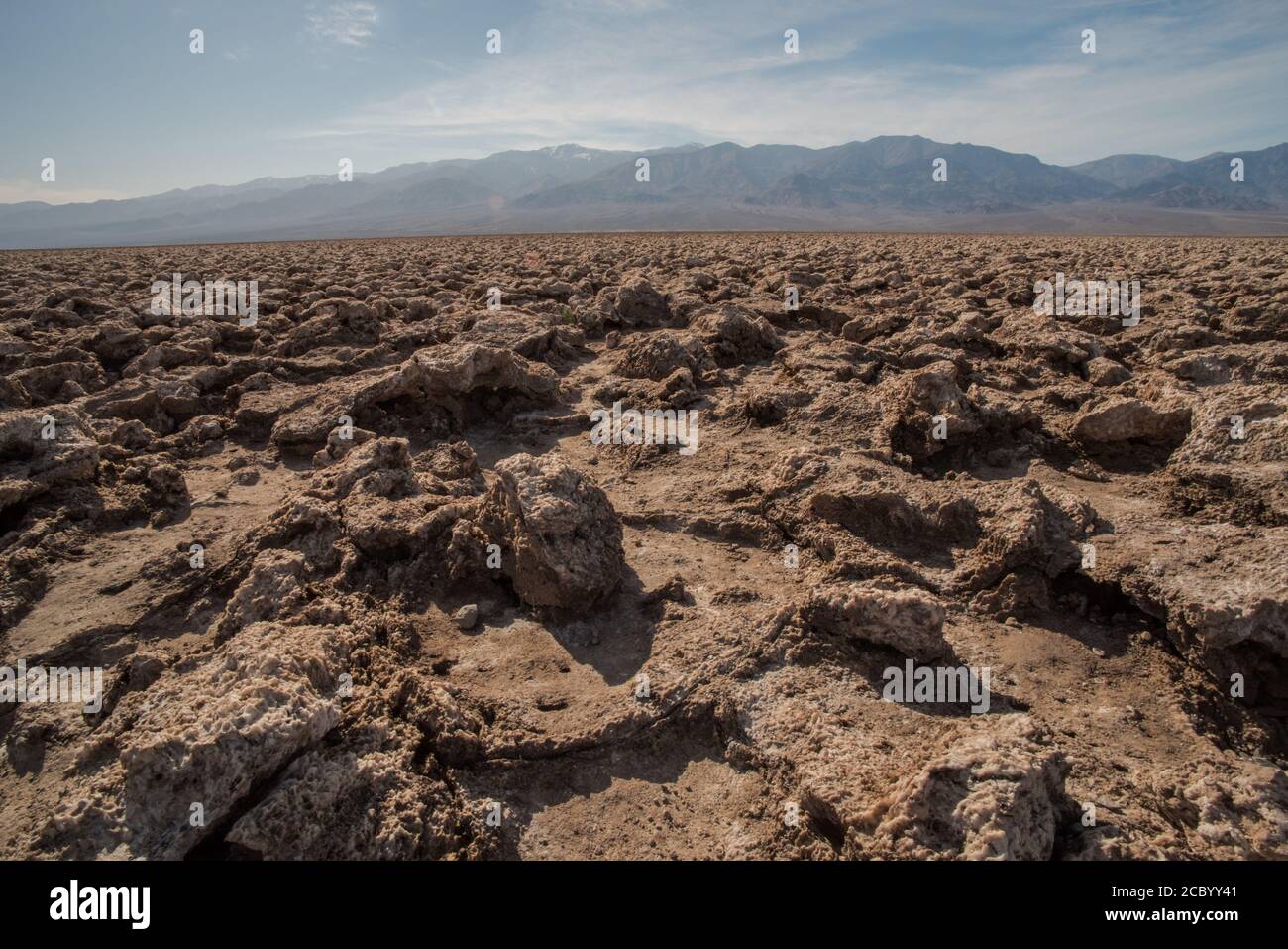 The devils golf course, a large salt pan, at a low point in Death ...