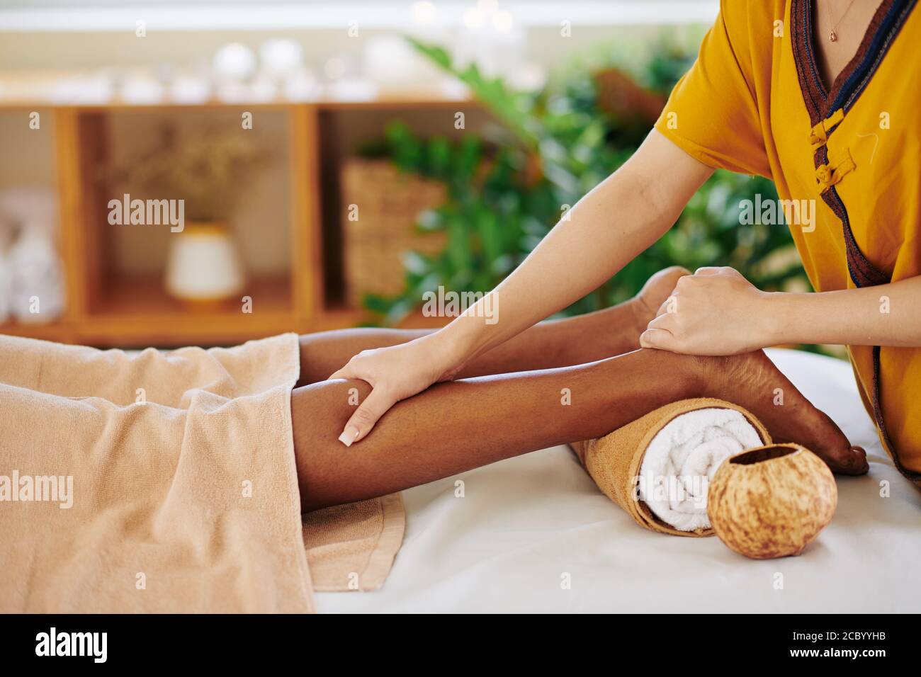 Relaxing leg massage Stock Photo - Alamy