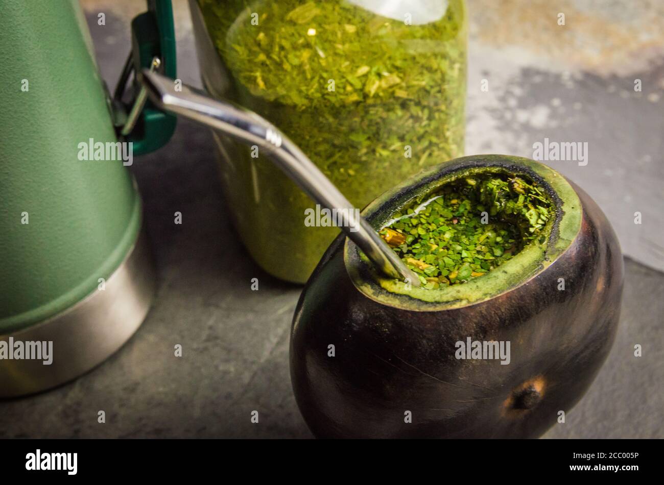 Traditional gaucha drink, chimarrao "mate", folk drink from Brazil ...