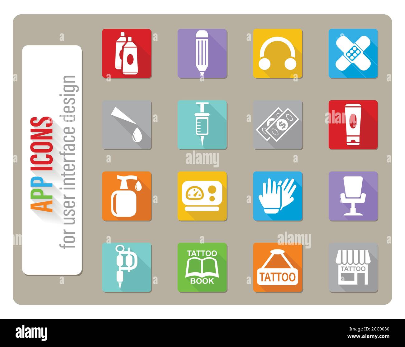 tattoo salon icon set Stock Vector Image & Art - Alamy