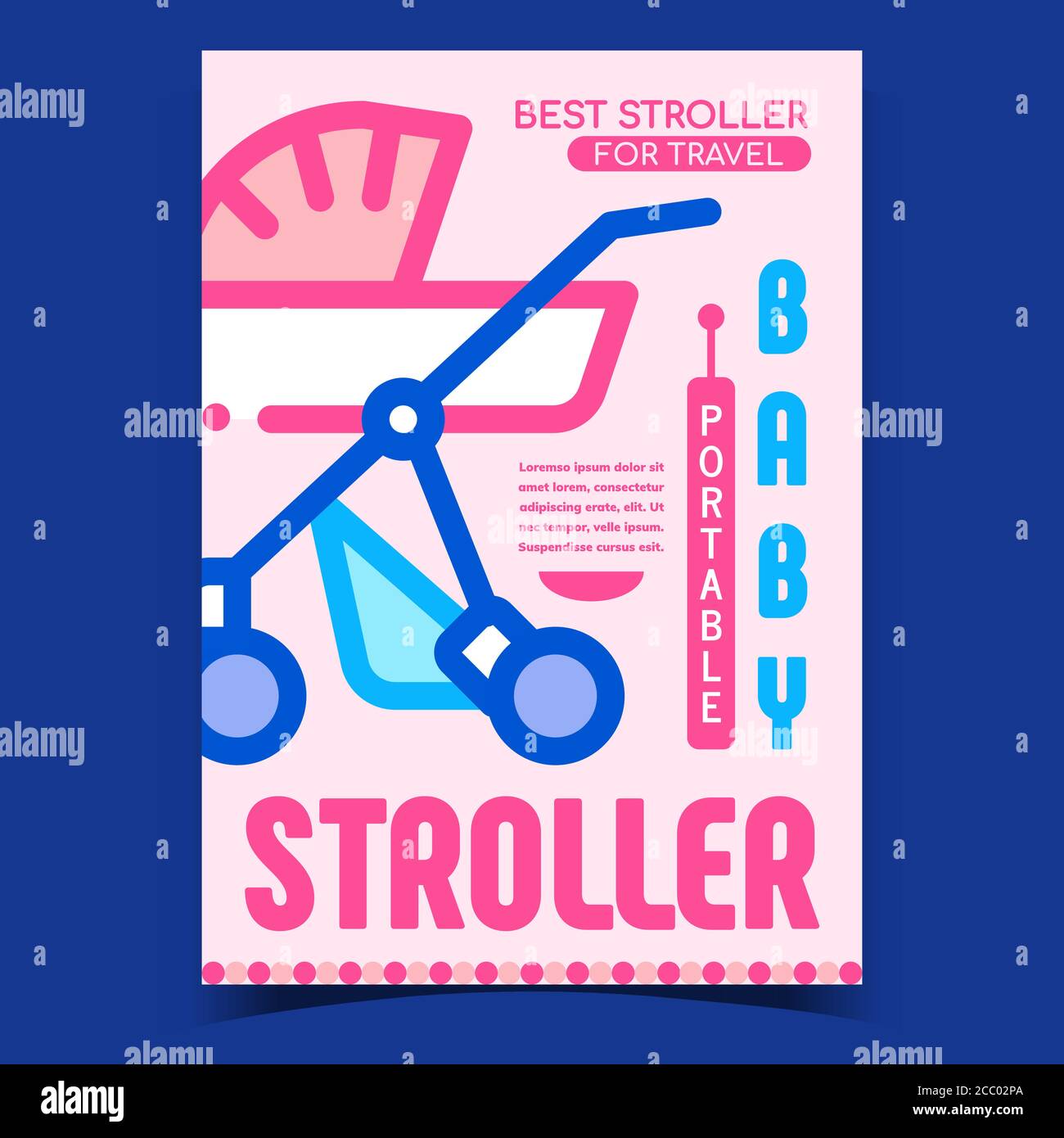 Baby Portable Stroller Advertising Banner Vector Stock Vector Image ...