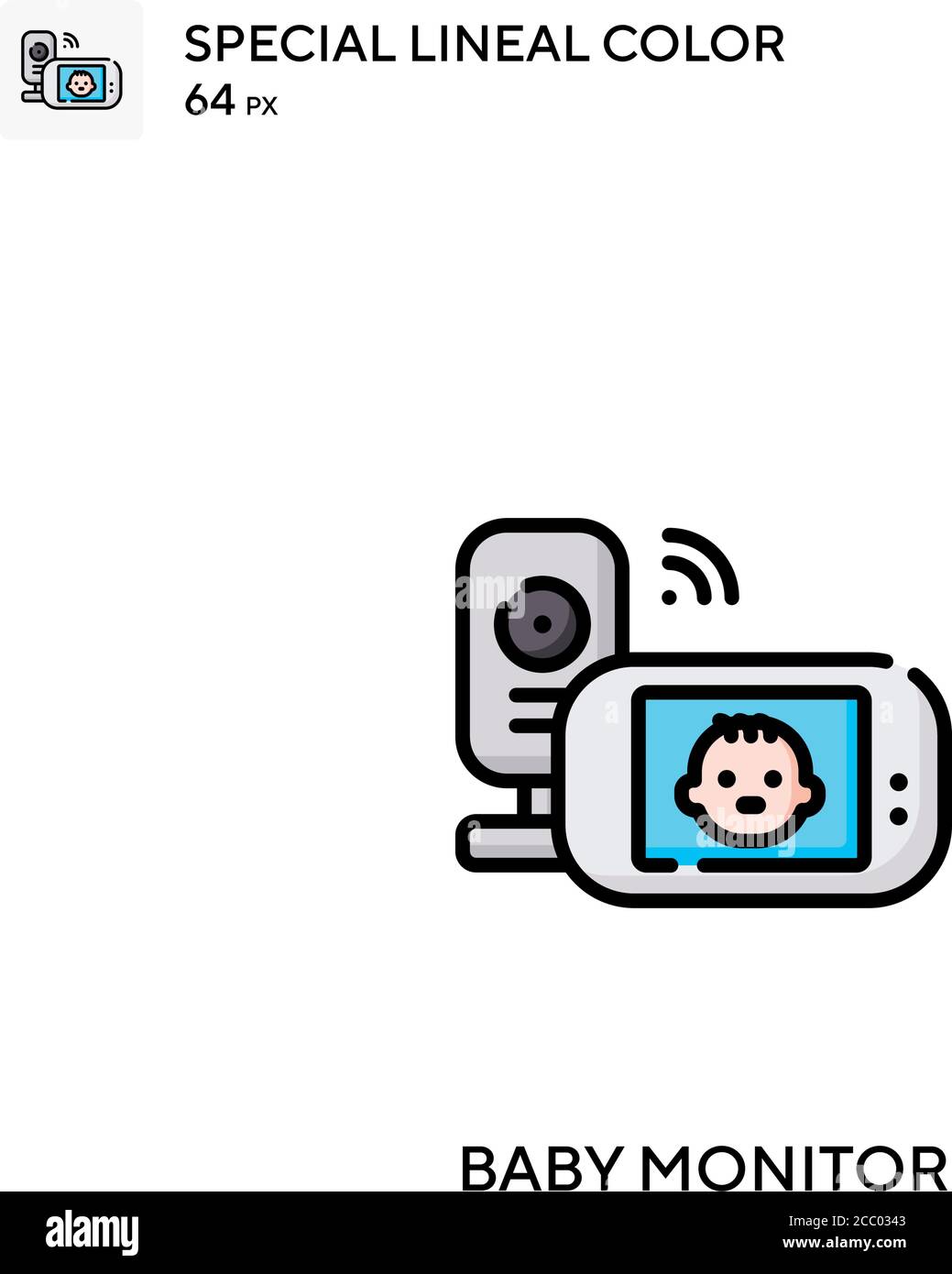 Baby monitor Special lineal color vector icon. Baby monitor icons for ...