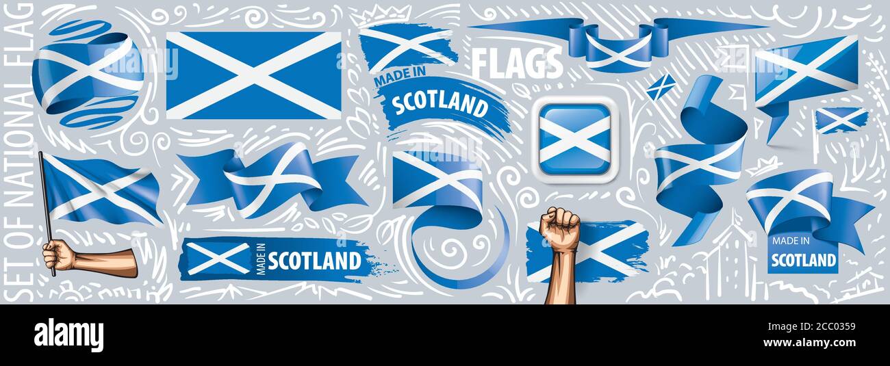 Vector set of the national flag of Scotland in various creative designs ...