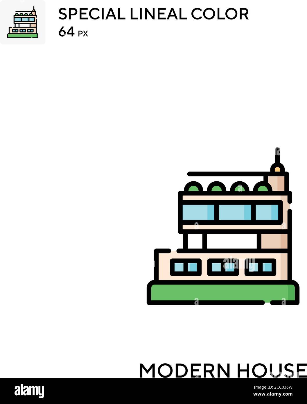 Modern house Special lineal color vector icon. Modern house icons for ...