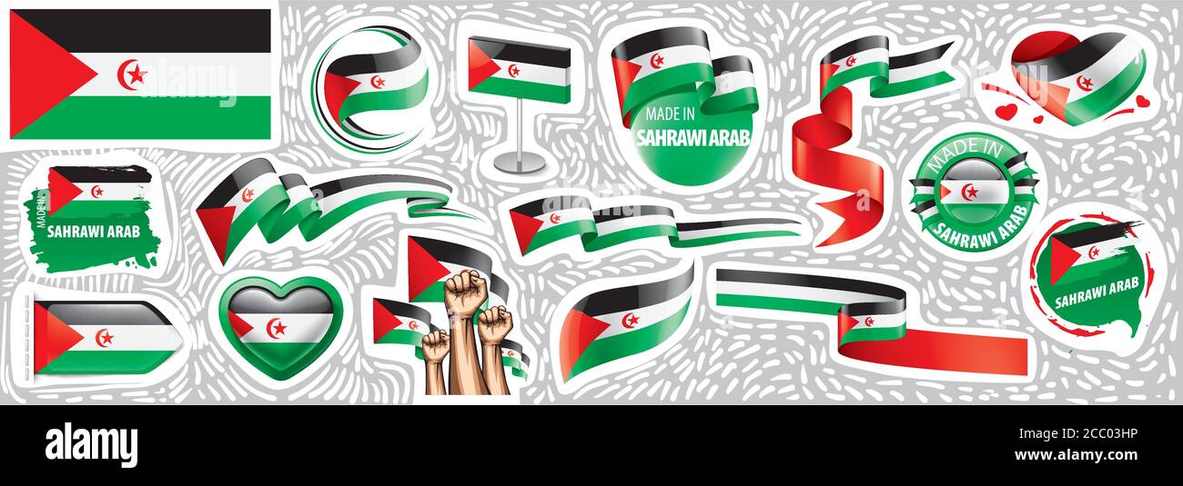 Vector set of the national flag of Sahrawi in various creative designs ...