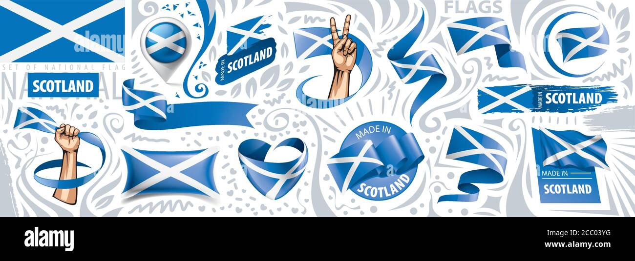 Vector set of the national flag of Scotland in various creative designs ...