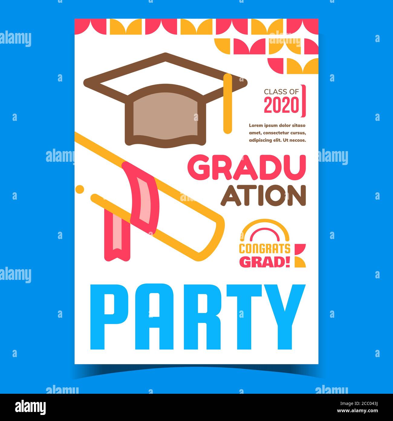 Graduation Party Event Advertising Banner Vector Stock Vector Image ...