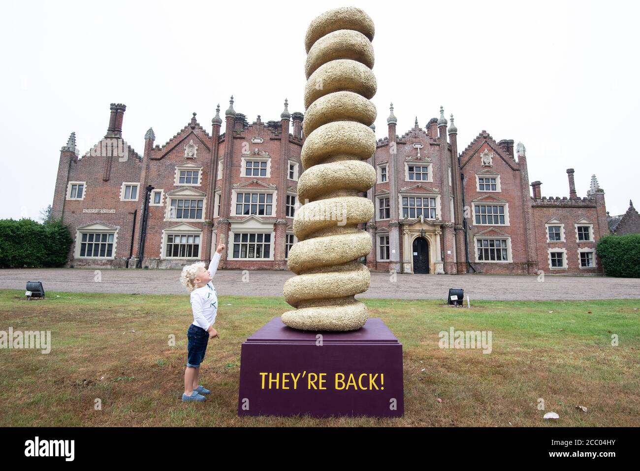 EDITORIAL USE ONLY Reign Thornton (age 3), from Gorleston, views a 3m ...