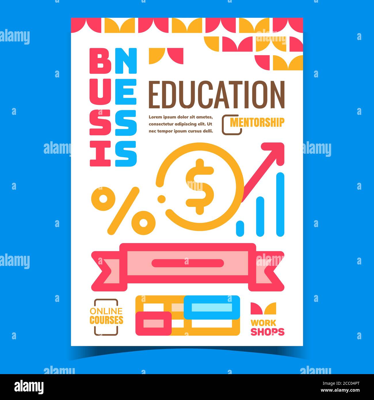 Business Education Creative Promo Poster Vector Stock Vector Image ...