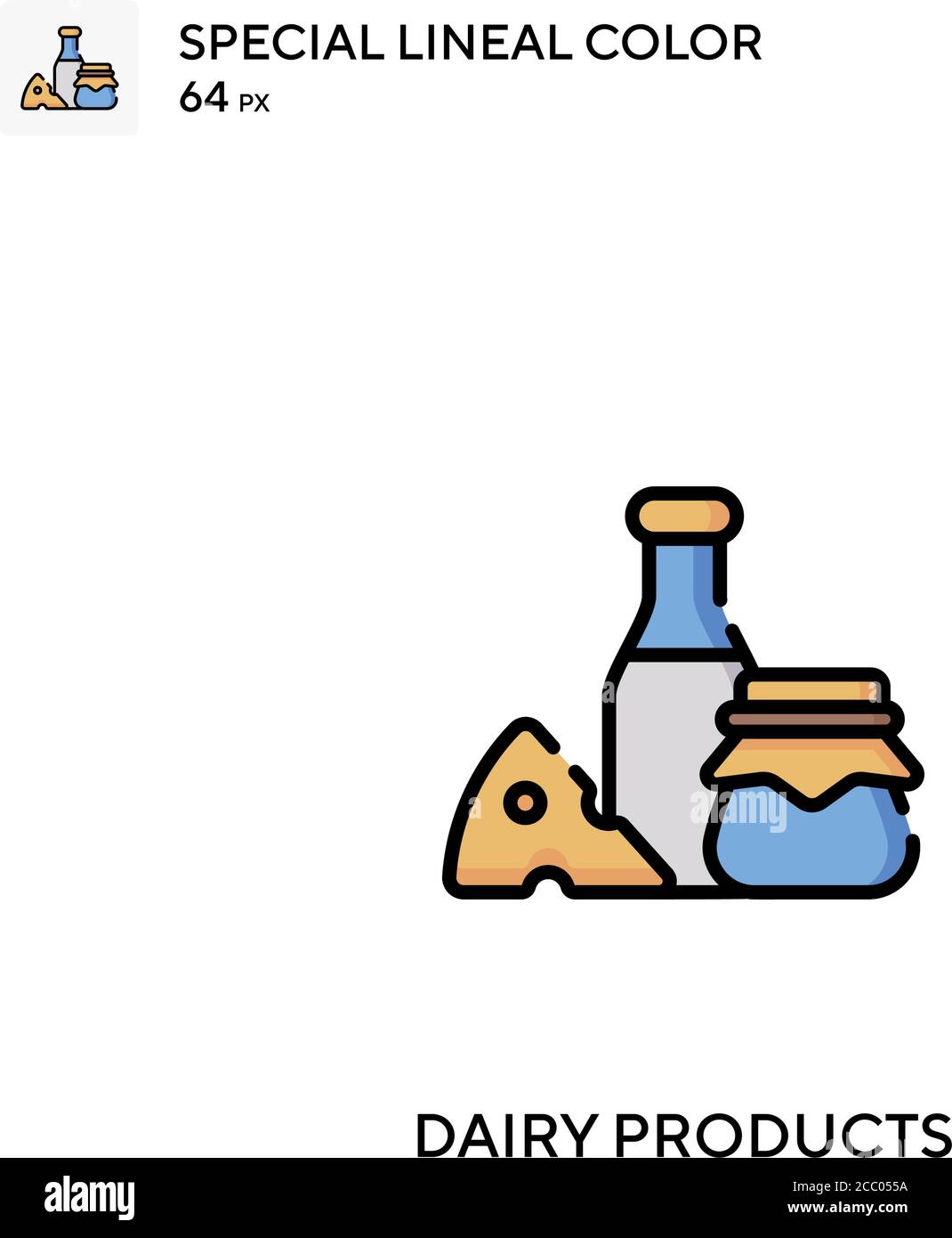 Dairy products Special lineal color vector icon. Dairy products icons ...